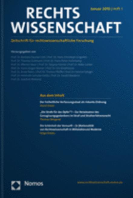 Rechtswissenschaft - Zeitschrift | Nomos Verlag
