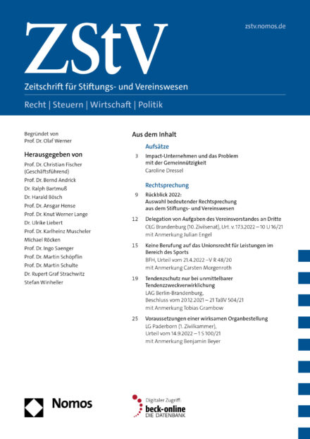 Zeitschrift für Stiftungs- und Vereinswesen - Zeitschrift | Nomos Verlag